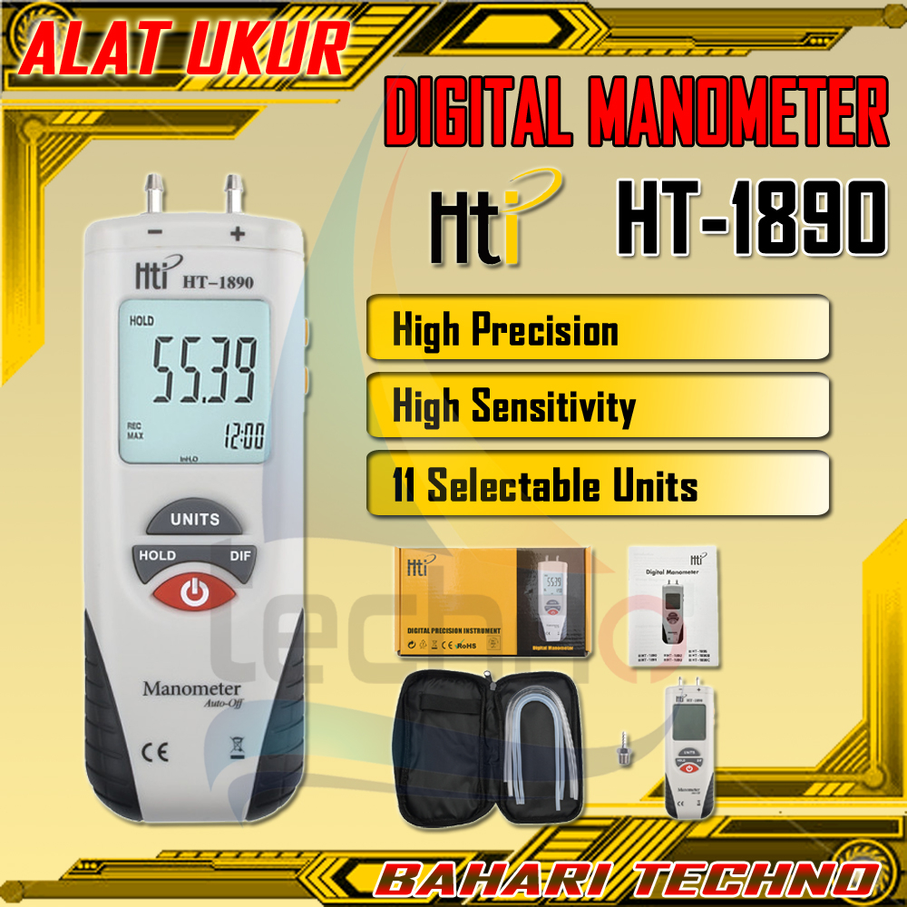 Jual Digital Manometer HTI HT-1890 Air Pressure Meter HT 1890 Alat Ukur ...