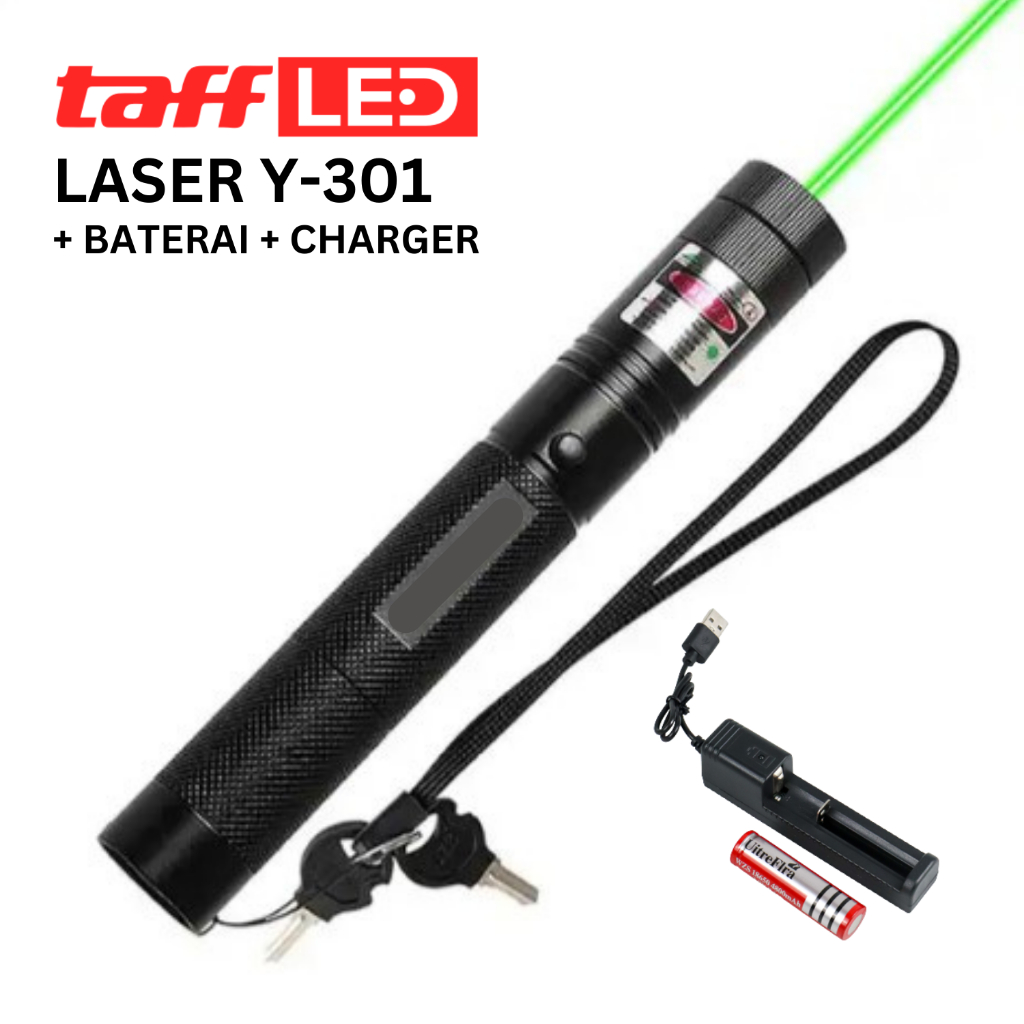 Jual TaffLED Green Beam Laser Pointer 1MW 532NM Baterai Charger 301 303 ...