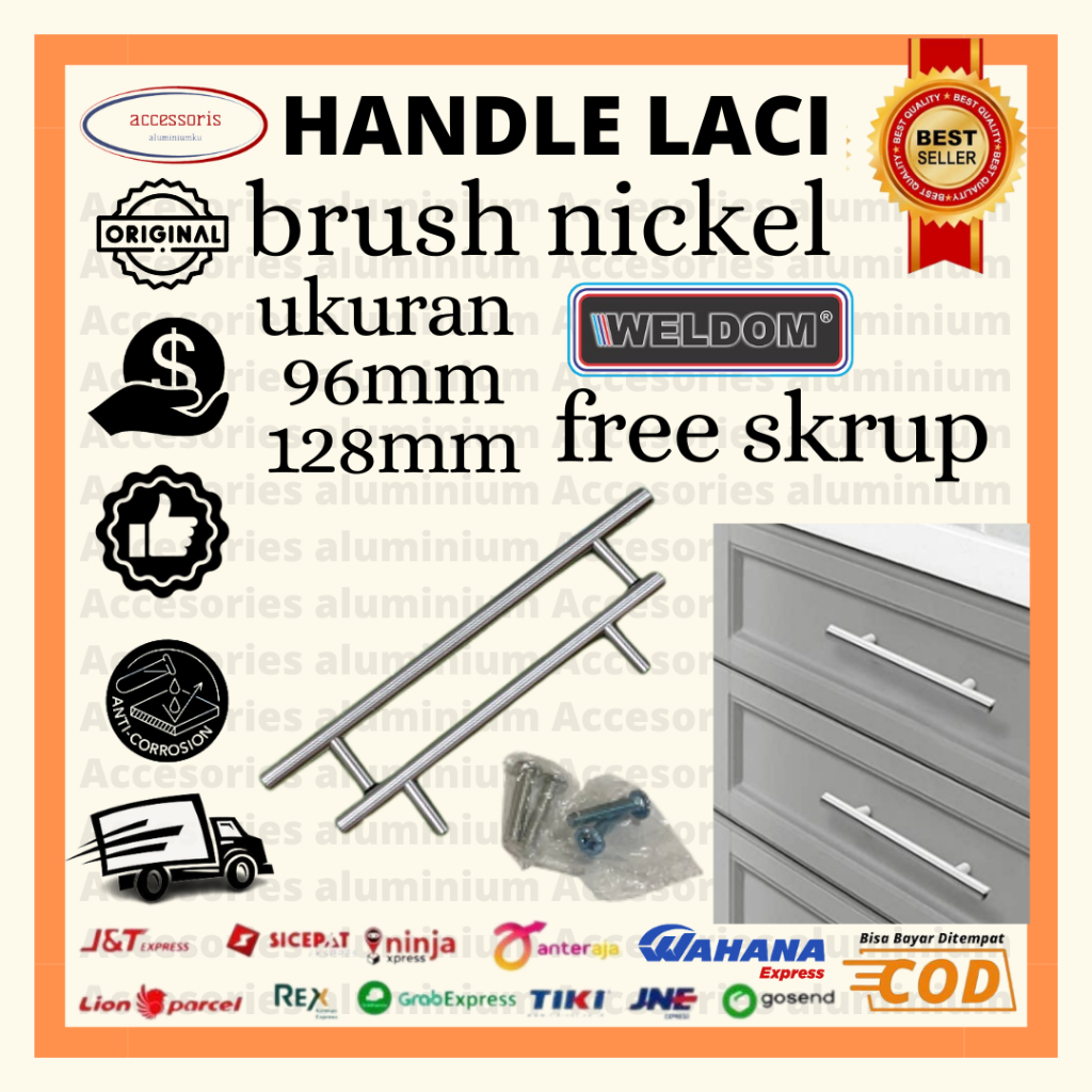 Jual TARIKAN HANDLE LACI BRUSH NICKEL / PEGANGAN LEMARI MODEL BAMBU ...