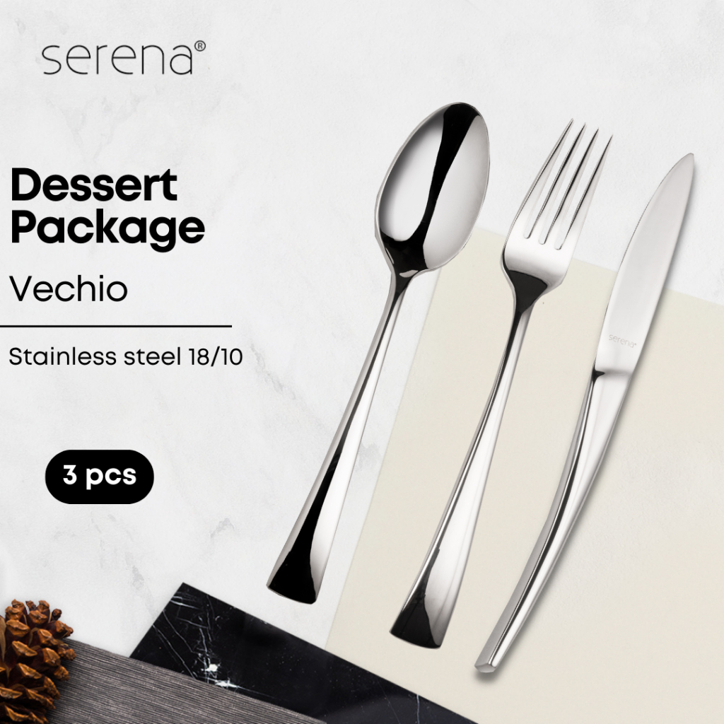 Jual Serena - Set Sendok Garpu Pisau Dessert Stainless Steel Vechio ...