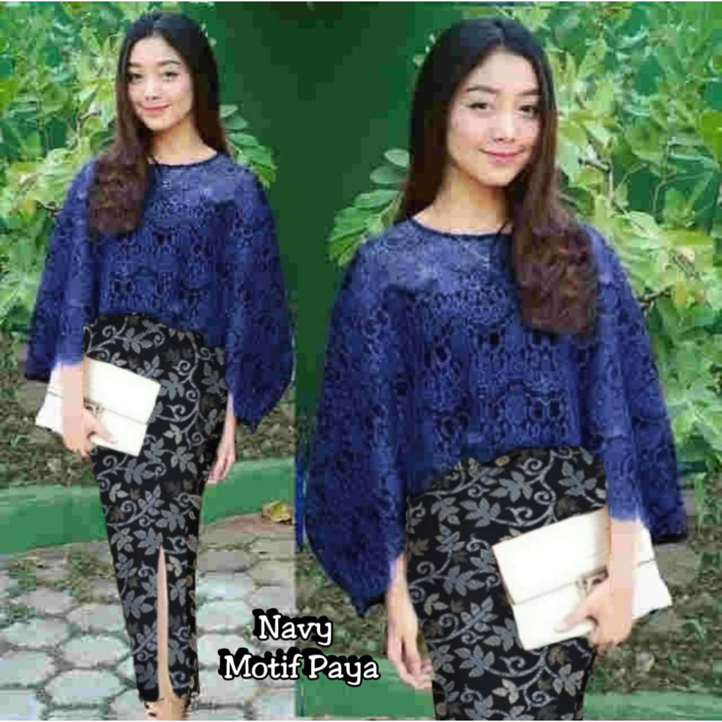 Jual Kebaya Kutu Baru Modern Cape Brokat Gliter Lengan Batwing Tangan ...