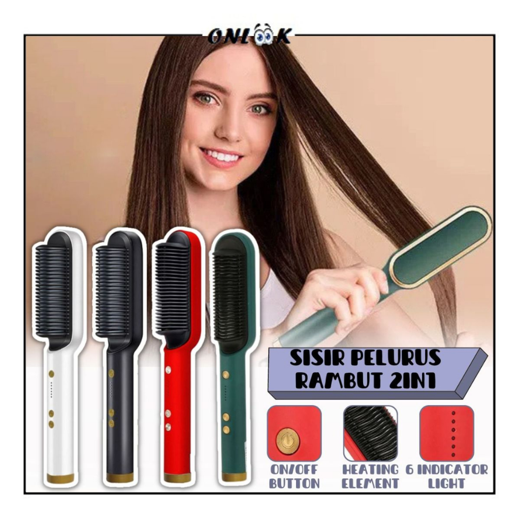 Jual Catokan Sisir Pelurus & Keriting Rambut 2in1 / Electric Hair Brush ...