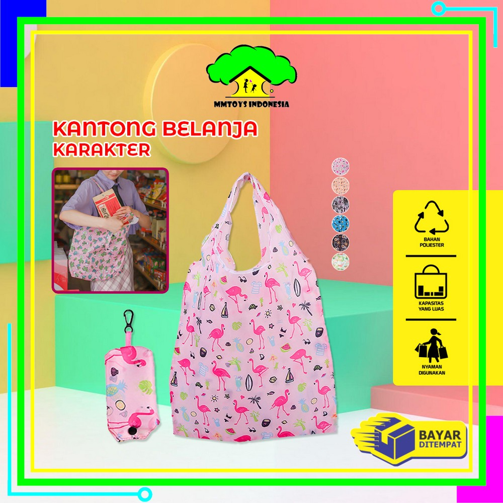 Jual MI-T47 Tas Belanja Lipat Karakter Shopping Bag Reusable Bag Serbaguna / Kantong Belanja ...