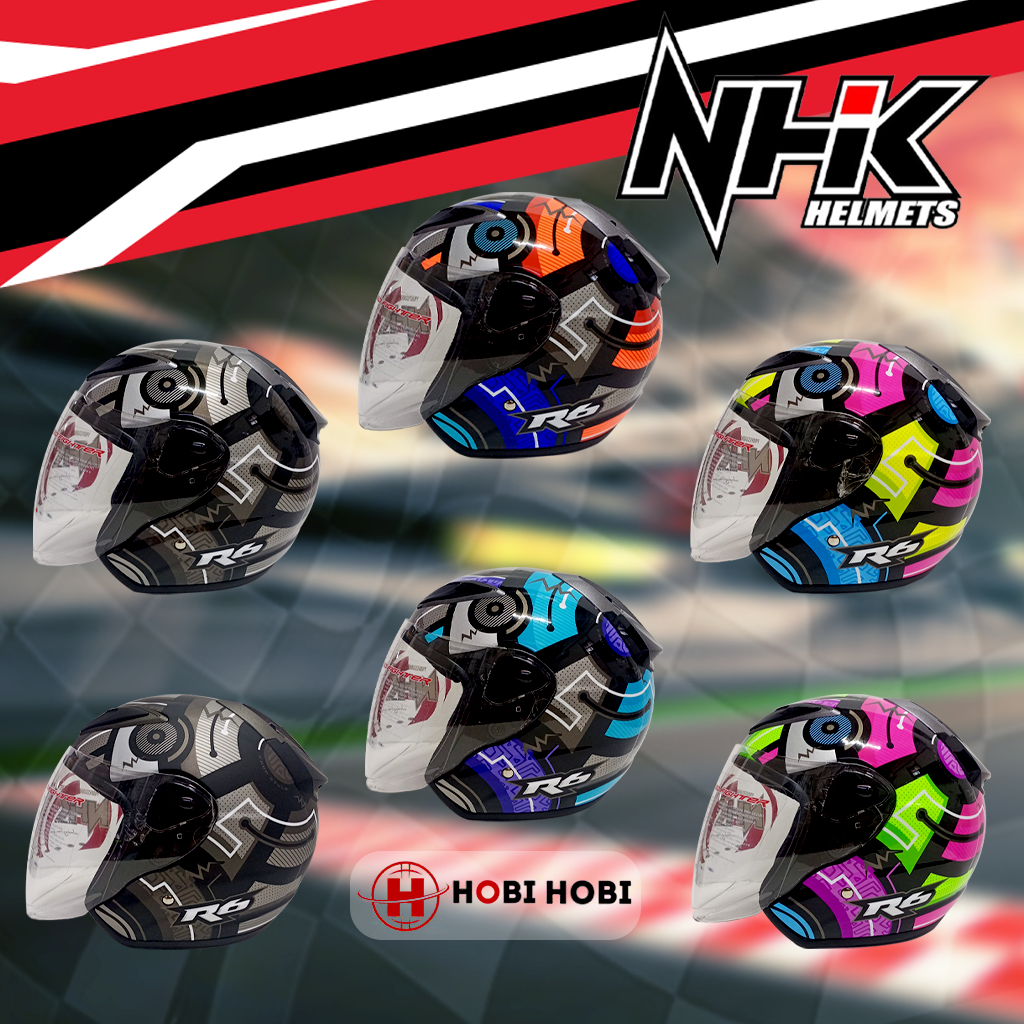 Jual HELM NHK R6 MOTIF BLOCK HALF FACE MOTIF R-6 R 6 | Shopee Indonesia