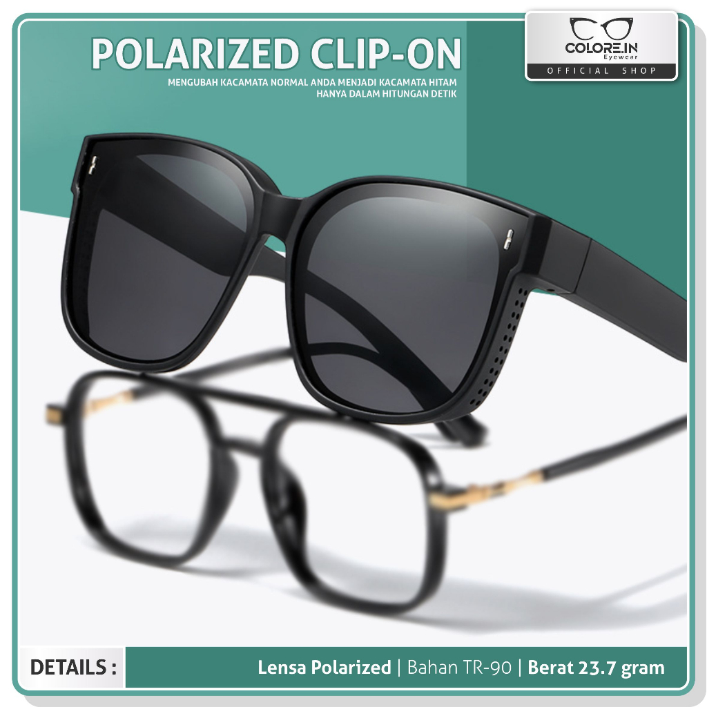 Jual Colore.in Kacamata Hitam Minus Clip On Sunglasses Geometri TR90 Lensa Polarized Anti UV ...