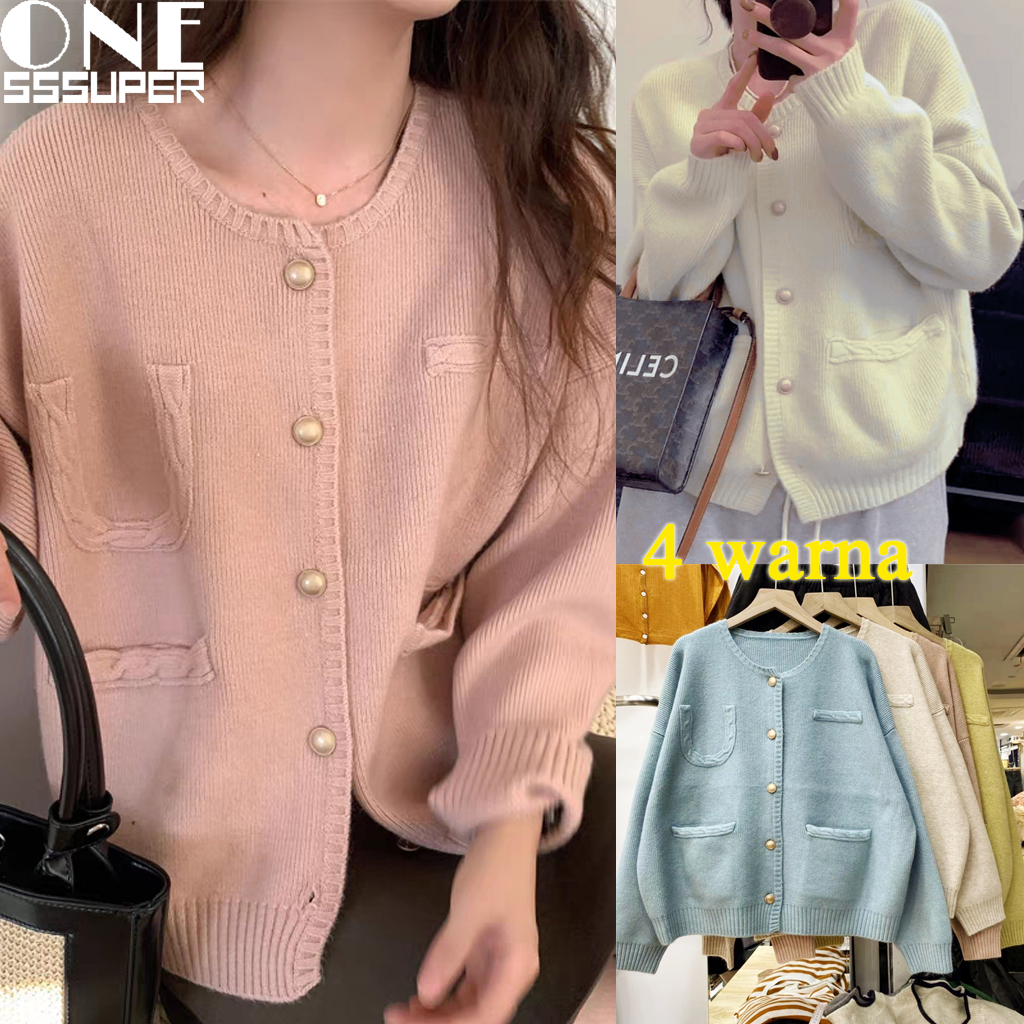 Jual Sweater rajut wanita ala korea Kardigan rajutan lembut warna solid ...