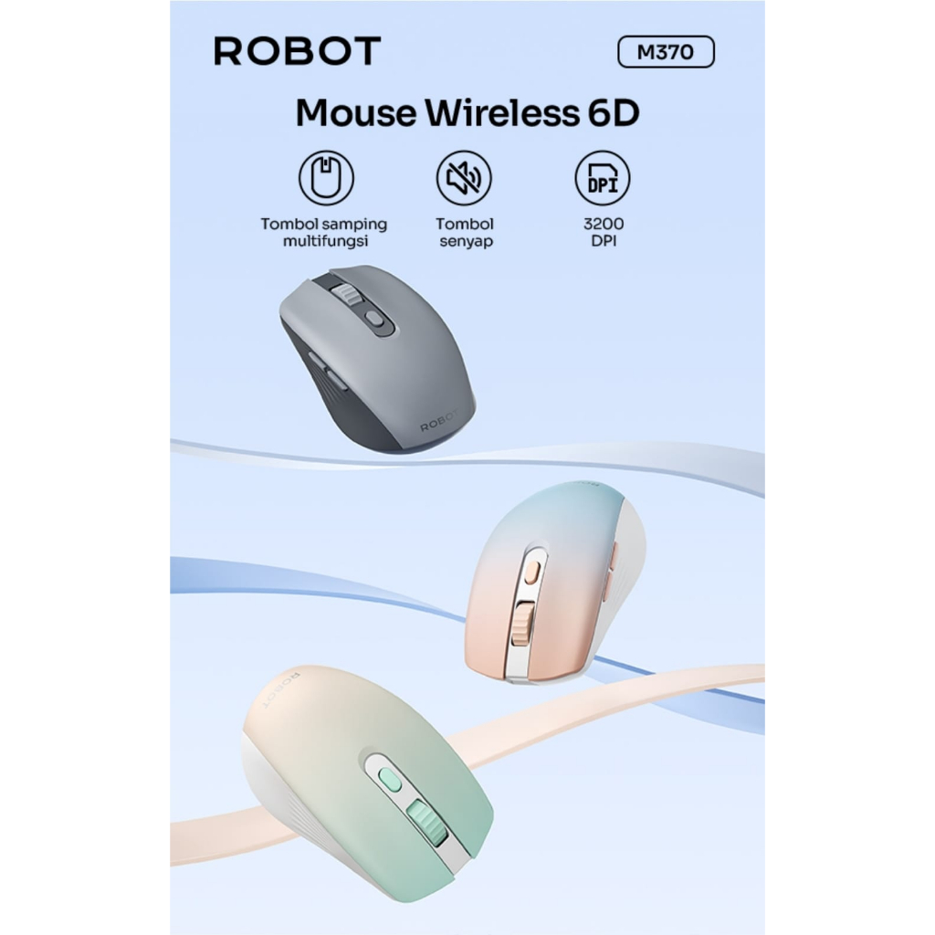 Jual Mouse Wireless ROBOT M370 2.4GHz Silent Klik Optical 3200DPI ...