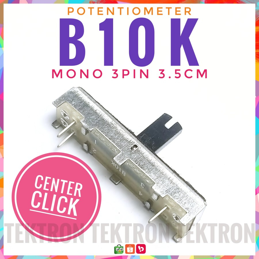 Jual POTENTIOMETER GESER B10K MONO 3PIN B103 10K KLIK TENGAH 3.5cm ...