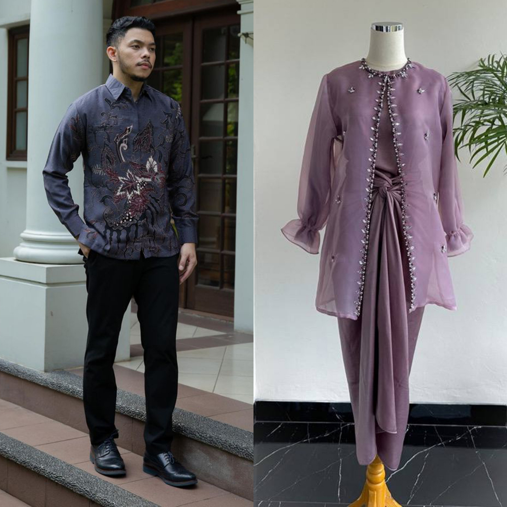 Jual NEW ARRIVAL - Batik Couple Kebaya Modern Oneset Polos Outer ...
