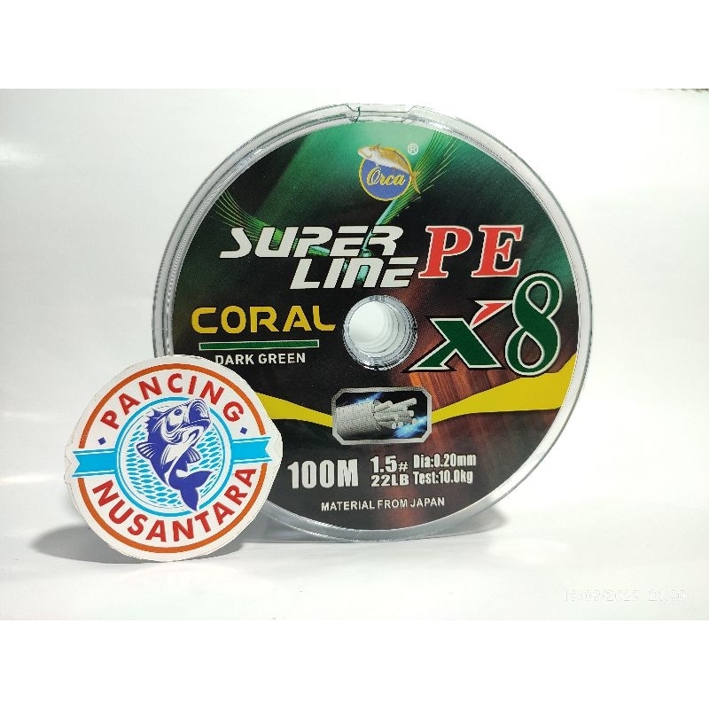 Jual SENAR PE ORCA CORAL X8 DARK GREEN CONECTING/MENYAMBUNG TIDAK PUTUS ...
