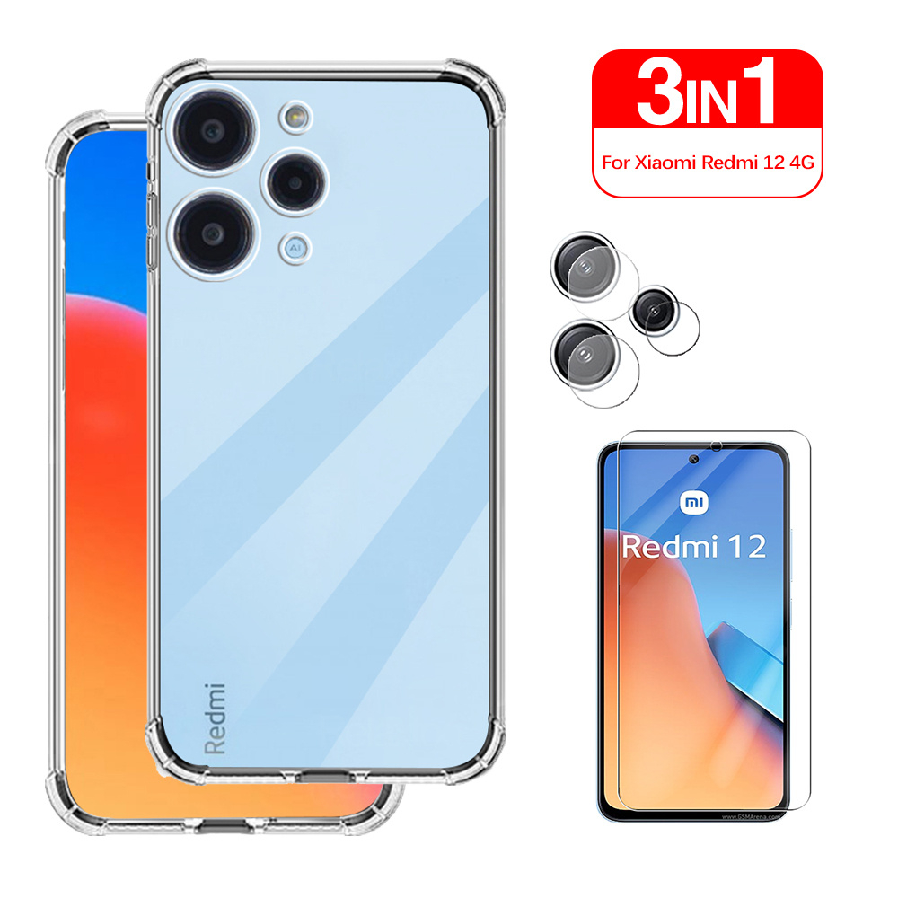 Jual Xiaomi Redmi 12 4G PAKET 3IN1 Case Bening Tempered Glass Camera ...