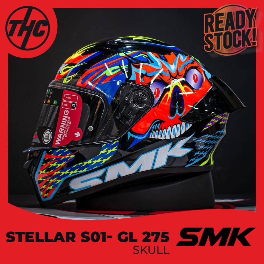 Jual HELM SMK STELLAR S01 - GL275 SKULL SPOILER FULL FACE HELMET ...