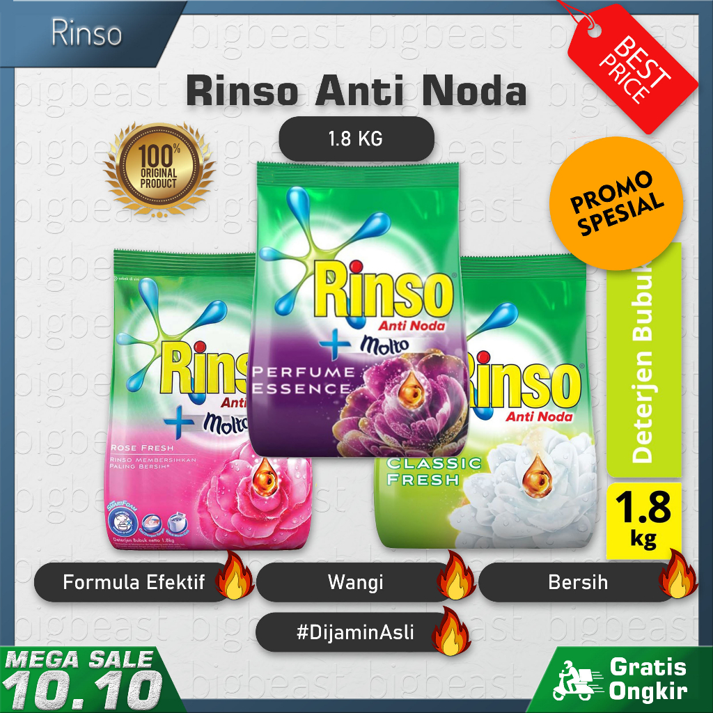 Jual Rinso Molto Anti Noda 1.8 Kg Detergen Powder Classic Rose Fresh ...