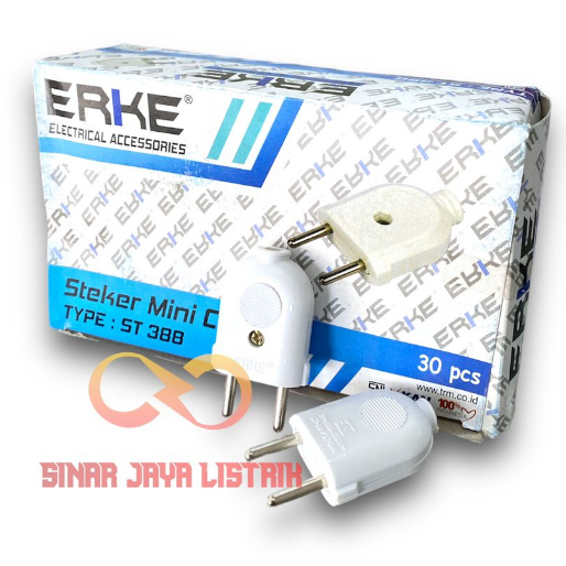 Jual Steker Gepeng Putih / Colokan Gepeng Erke mini cip ST 388 | Shopee ...