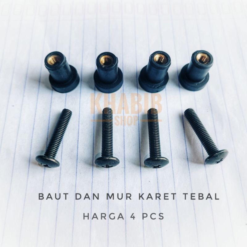 Jual [ Paket 4 pcs ] Original Set Baut besi plus Mur karet tebal Tameng ...