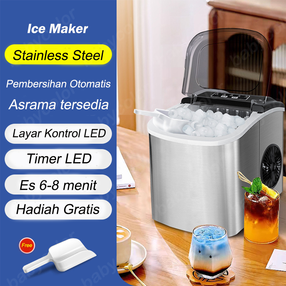 Jual Babycolor Ice Maker Mesin Es Batu Mini Freezer Es Batu 15KG/Hari 6 ...