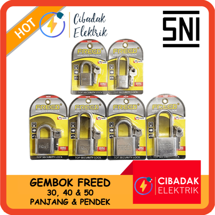 Jual GEMBOK FREED ORIGINAL Ukuran 30, 40, 50 dan 60mm Leher PENDEK DAN ...