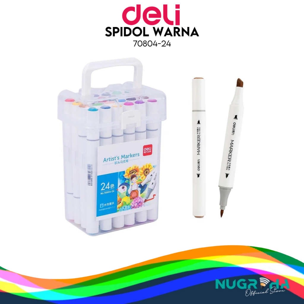 Jual DELI SPIDOL WARNA WATER COLOR 24 WARNA 2 UJUNG 70804-24 | Shopee ...