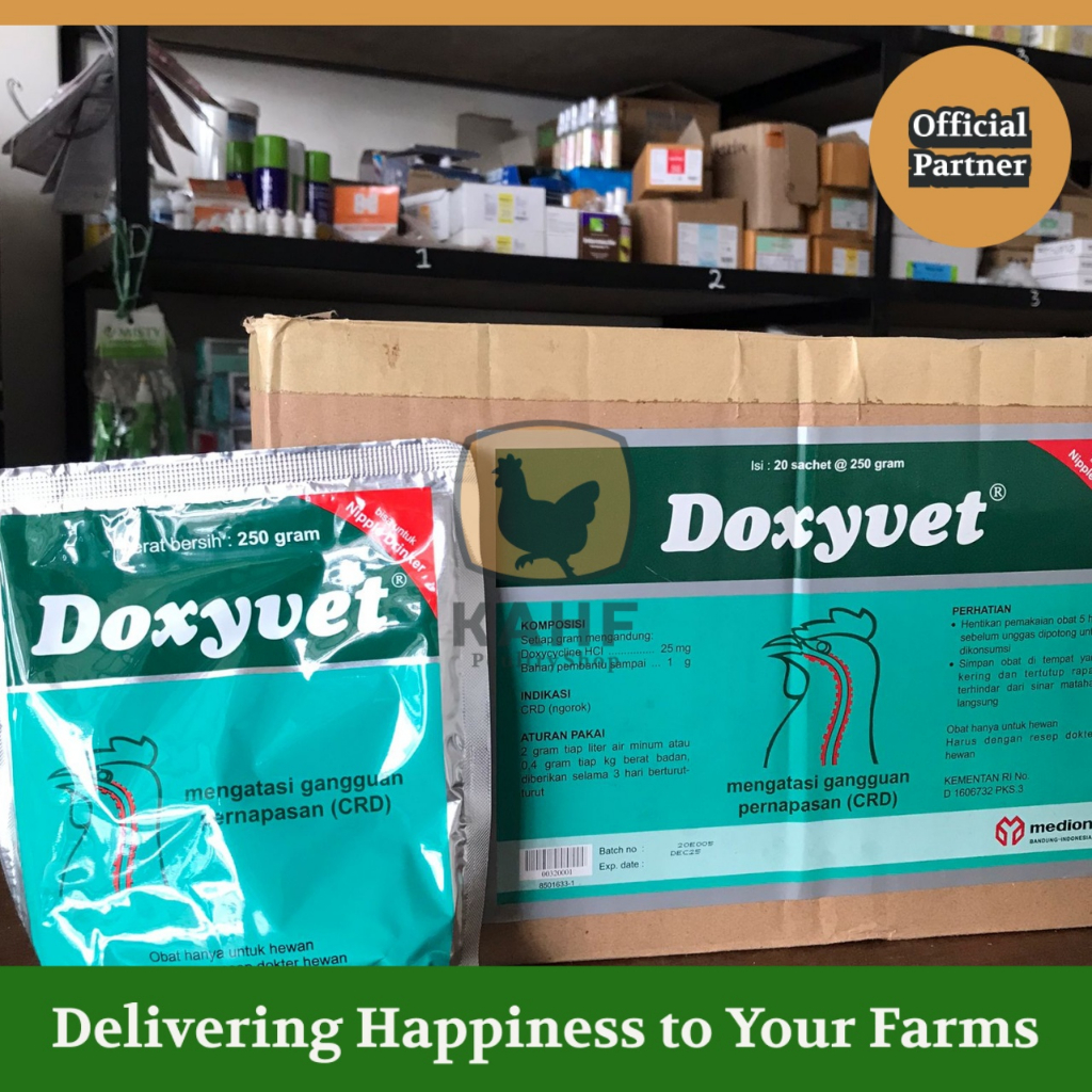 Jual Doxyvet 250 gram 1 Dus 5 kg isi 20 pcs Obat Ngorok Pilek Snot CRD ...