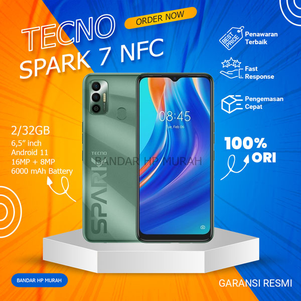 Jual TECNO SPARK 7 NFC 2/32GB Garansi Resmi Gratis Ongkir | Shopee ...