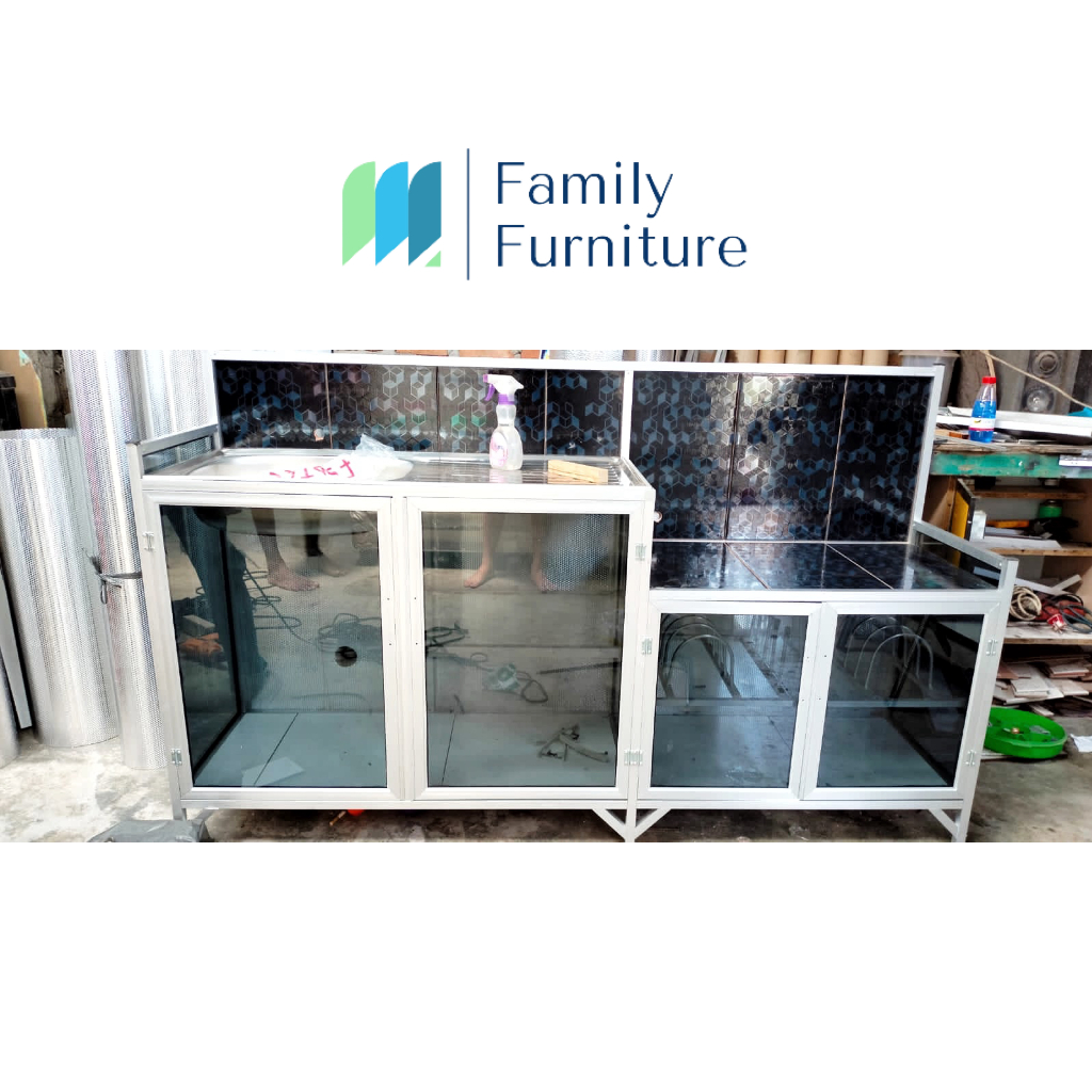 Jual Lemari Rak Kompor Tempahan Minimalist 4 Pintu Aluminium | Shopee ...