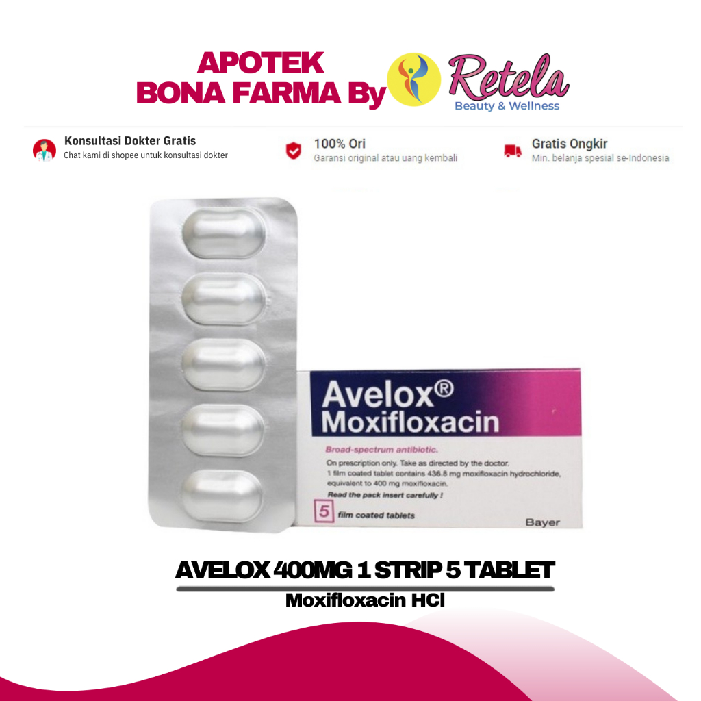 Jual AVELOX 400MG 1 STRIP 5 TABLET ( Moxifloxacin HCl ) | Shopee Indonesia