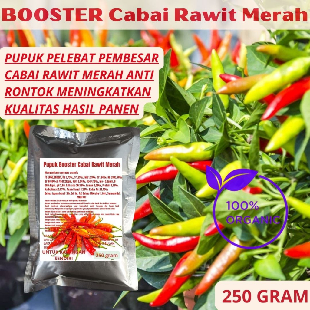 Jual MO Pupuk organik booster perangsang pelebat cabai rawit merah 250GR cepat berbuah tidak ...