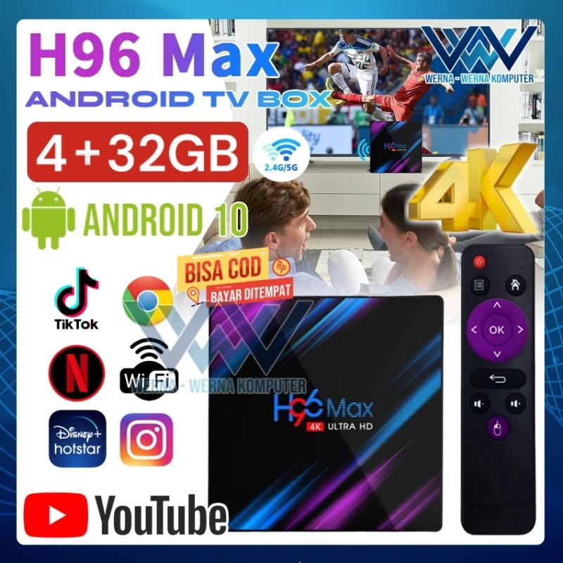 Jual ANDROID TV BOX H96 MAX 4GB 32GB ANDROID 10 TV 4K BLUETOOTH DUAL WIFI MIRACAST | Shopee ...