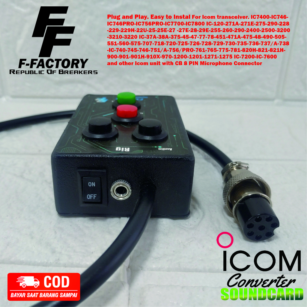 Jual PTT Box Radio Komunikasi Rig Icom Konektor CB 8 Pin. IC-25A IC-28H ...