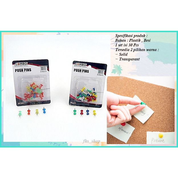 Jual 30 Pcs Push Pin Penjepit Kertas Paku Payung Paku Tusuk Paku Kertas Paku Tekan | Shopee ...