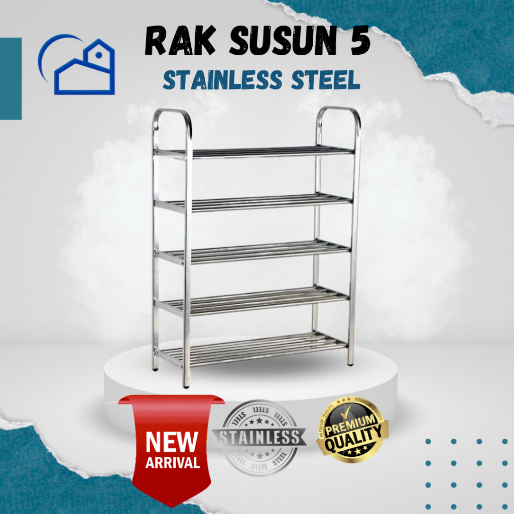 Jual Rak Sandal Rak Sepatu Susun Stainless 4 dan 5 Susun Full Stainless ...