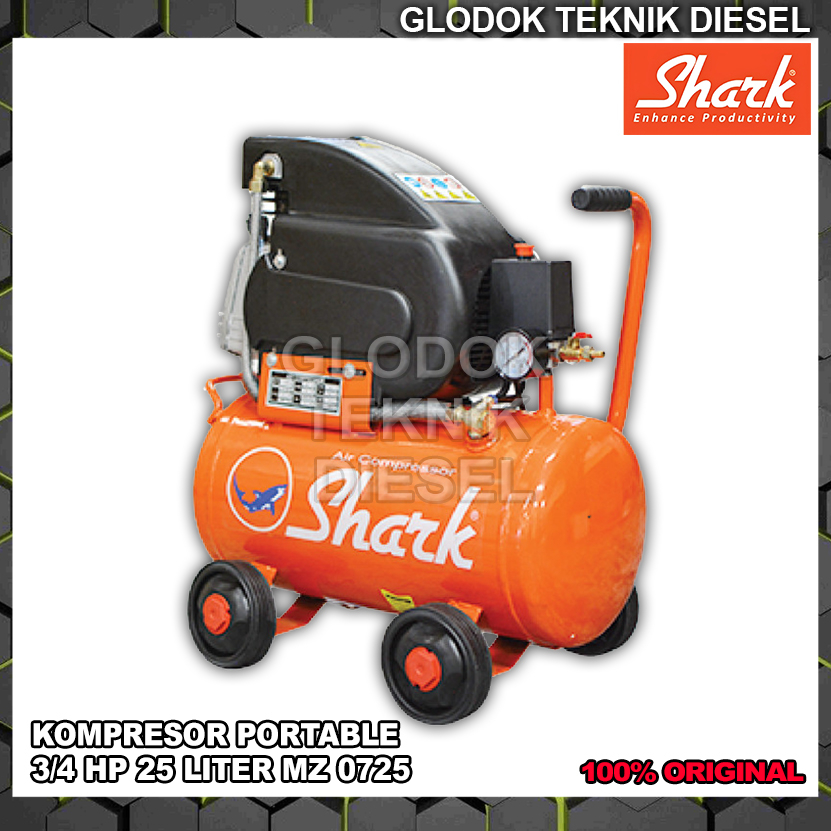 Jual Shark Kompresor Angin 0.75 | 3/4 HP 25 Liter Air Compressor MZ0725 ...