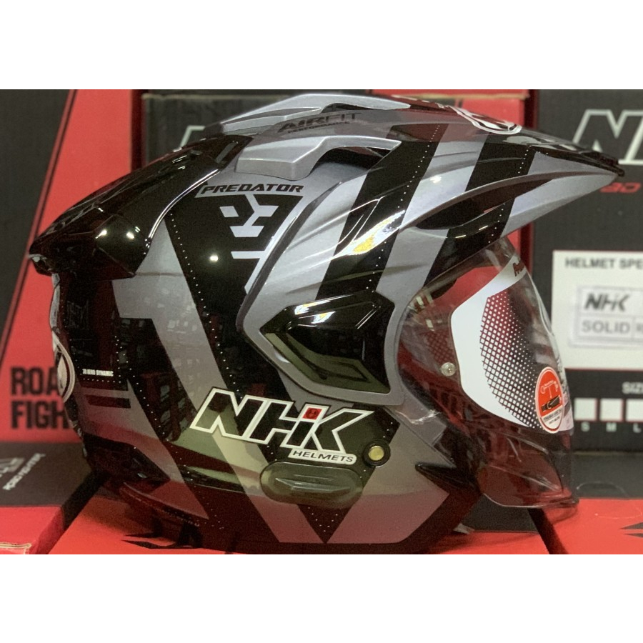 Jual HELM NHK Predator Crypton Royal Dark Grey Black DOUBLE VISOR HELM ...