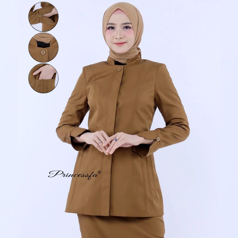 Jual Seragam ASN kheki tua Seragam PNS,ASN,PDH wanita kheki tua princessfa/ Stelan Blezer Kheki ...