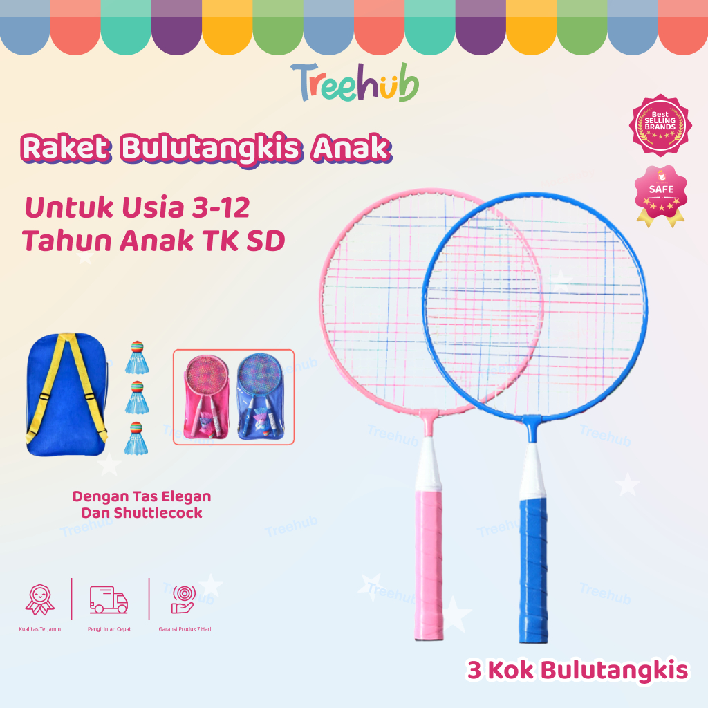 Jual Treehub Raket Bulutangkis Anak ( Usia 3-6-12 Tahun Untuk TK/ SD ...