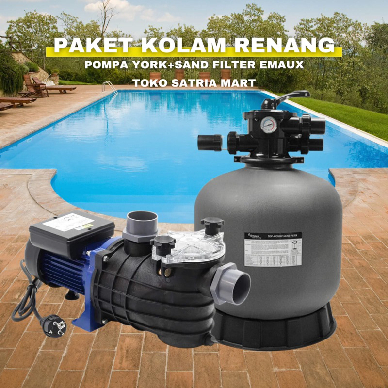 Jual Mesin Pompa Kolam Renang 2HP York FCP1500 + Sand Filter Emaux P500 ...