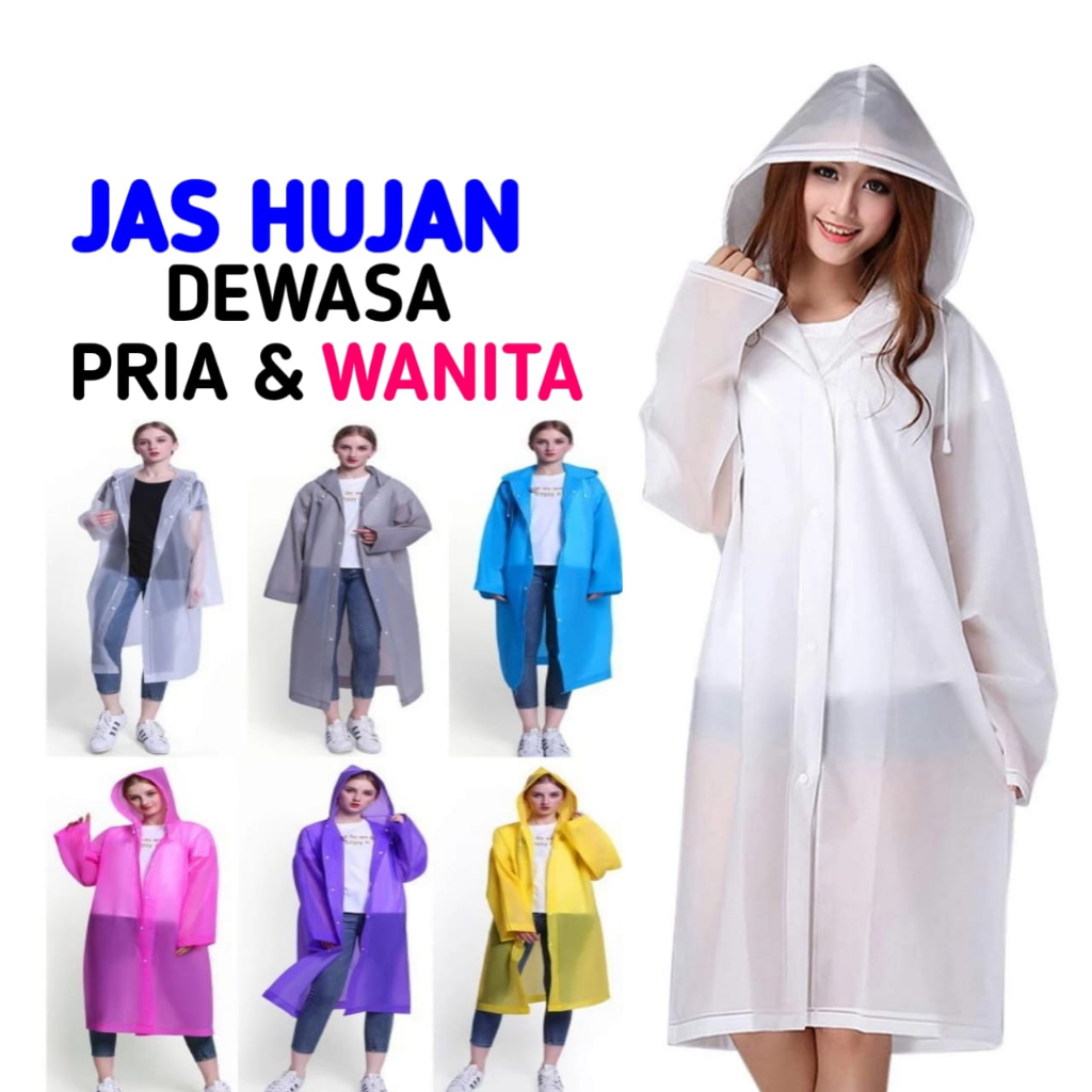 Jual Jas Hujan Mantel Raincoat Kalong Ponco Poncho Vinyl Eva Transparan Waterproof cowo cewe ...