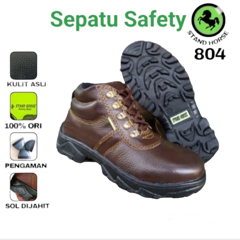 Jual Sepatu Safety Pria Tali Boots Sepatu Safety Kulit Asli Ujung Besi ...