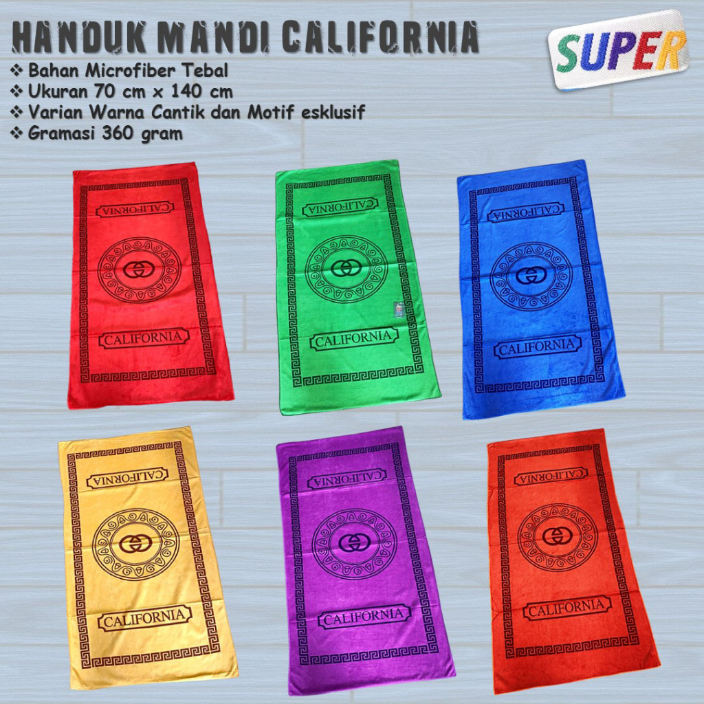 Jual Handuk Mandi Microfiber Printing California / Gucci yang Sangat ...