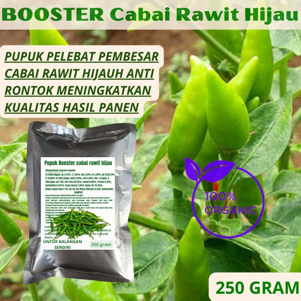 Jual MO Pupuk organik booster 250 GR perangsang pelebat cabai rawit hijau cepat berbuah subur ...