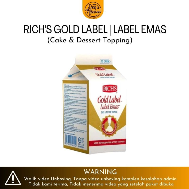 Jual Rich's gold label | Whipped Cream Cair 500 gram | Shopee Indonesia