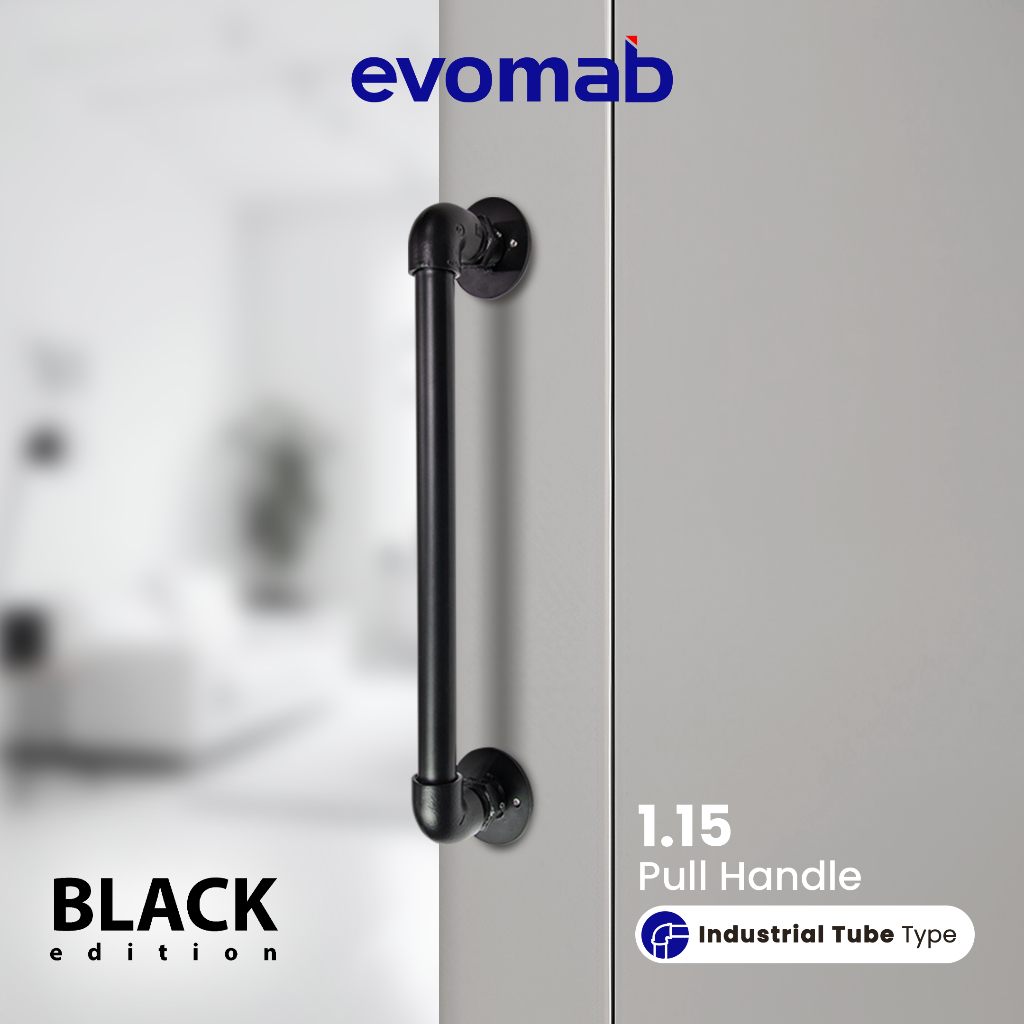 Jual evomab Pull Handle Hitam Minimalis Gagang Pintu Rumah Black 1.15 ...