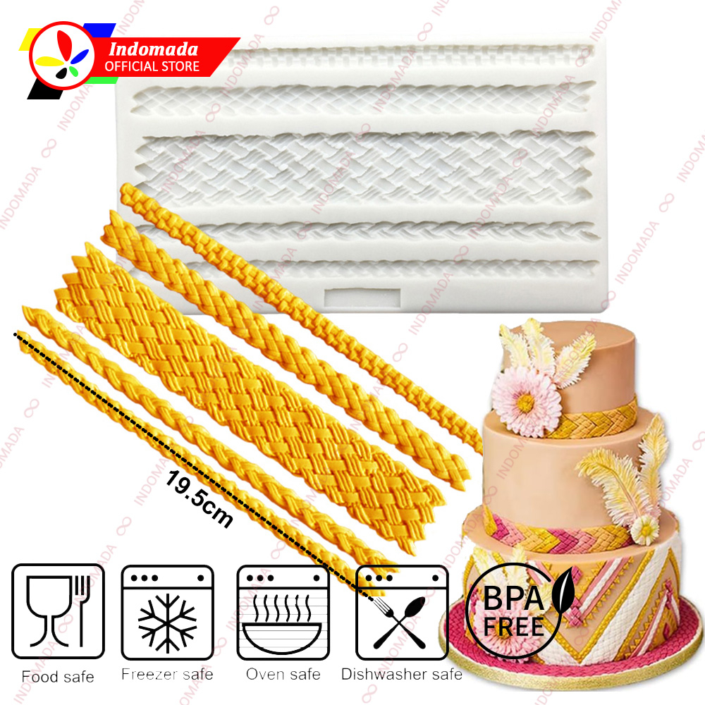 Jual Indomada Cetakan Fondant Silikon Renda Rajut Tali Kepang Panjang 5 ...