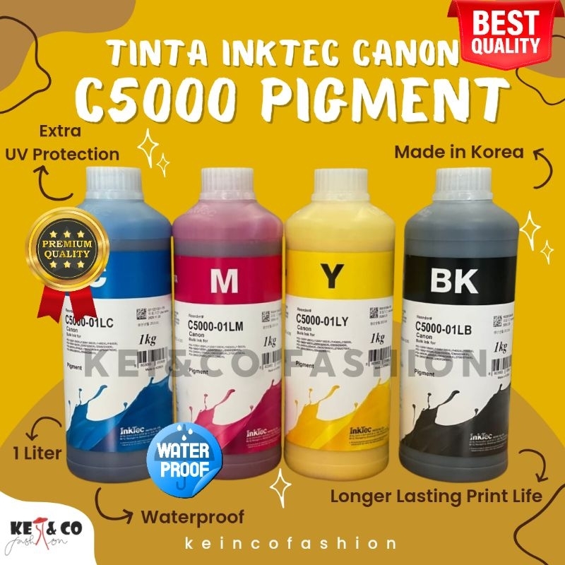 Jual TINTA PIGMENT CANON INKTEC C5000 KEMASAN 1 LITER SUPPORT PRINTER ...