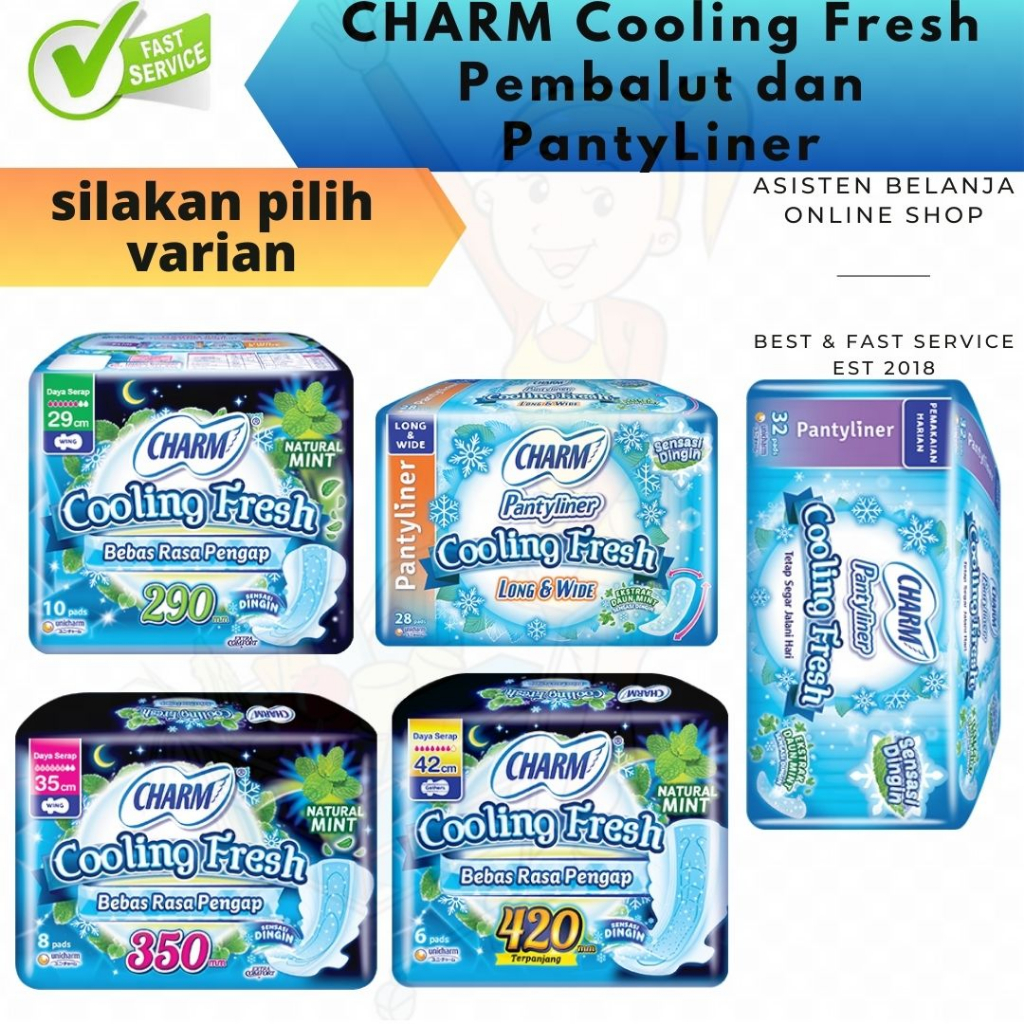 Jual CHARM Cooling Fresh all variant Pembalut 29cm 35cm 42cm Pantyliner ...