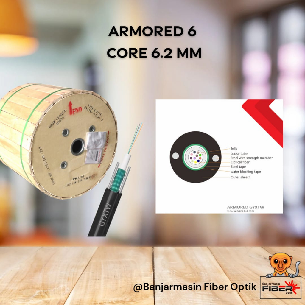 Jual Promo 10% Kabel Fiber Optik FO 6 Core GYXTW Armoured fiber optic ...