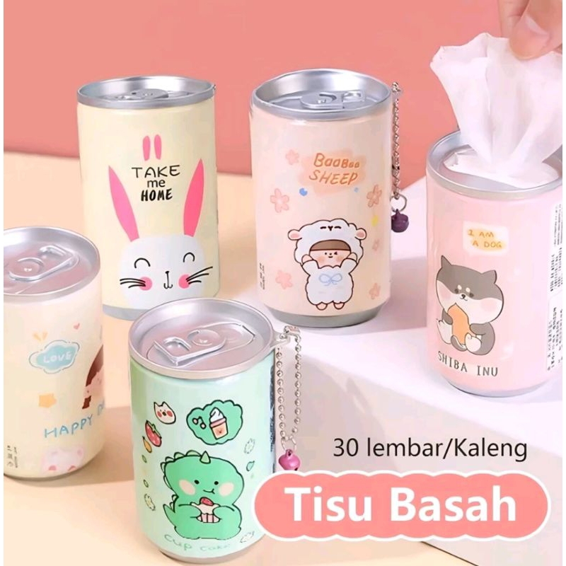 Jual Tissue Basah Kaleng Isi 30 lembar / Karakter Lucu / Portable ...