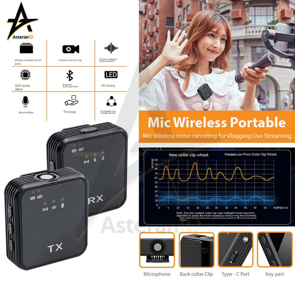 Jual Clip On Mic Wireless for Vlogging Live Streaming Portable | Shopee ...