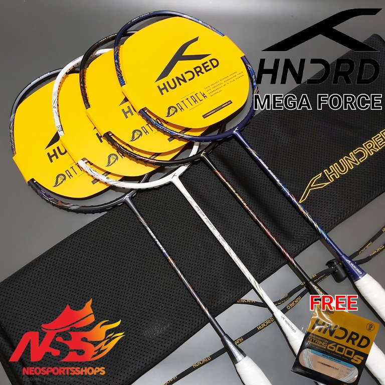 Jual Raket Badminton Hundred HNDRD Mega Force Original Free Senar Grip ...