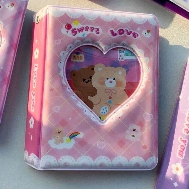 Jual Beruang Lucu 3inch Album Foto Mini Heart Lace Cover Card Album ...